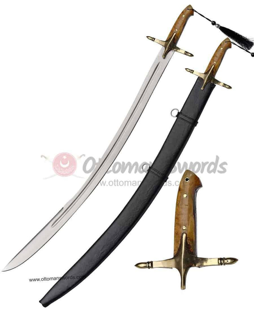 16-17 Century Ottoman Curved Fuller Horn Handle Sword | Ottoman Swords