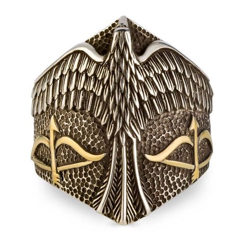 Alparslan The Great Seljuks Flying Hawk Model Silver Ring for sale (4)