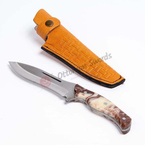Epoxy Resin Handle Hunting Knife Moire | Ottoman Swords