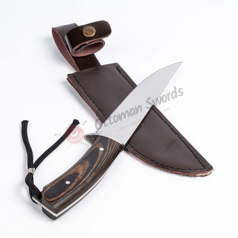 Handmade Full Tang Drop Point Bushcraft Knife and Sheath (1)