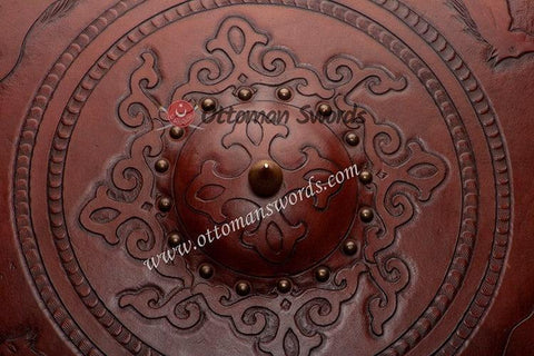 Leather Covered Metal Shield – Ottoman Swords