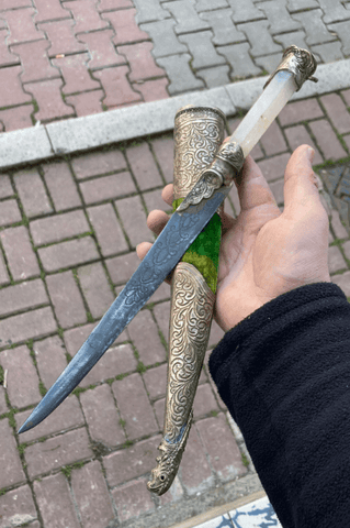 Buy Natural Najaf Stone Handle Dagger Green | For Sale | Ottoman Swords