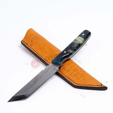 Fixed Blade Tanto Knife Black Moire Epoxy Handle | Ottoman Swords