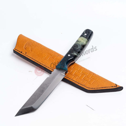 Fixed Blade Tanto Knife Black Moire Epoxy Handle | Ottoman Swords