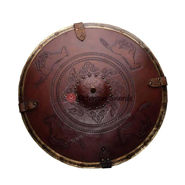 Leather Covered Metal Shield – Ottoman Swords
